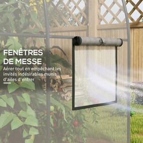 Zahradní skleník Outsunny - Tonnel pro rajčata, půdorys 6 m², 3L x 2W x 2H m, zpevněný trubkový rám, zipové dveře, 2 vysouvací okna - Průhledný