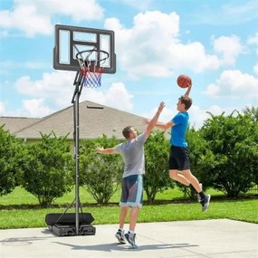 SPORTNOW venkovní basketbalový koš 235-305 cm rychle nastavitelný výškově, s nerozbitnou zadní deskou 110x70 cm, 2 kolečky a závažím