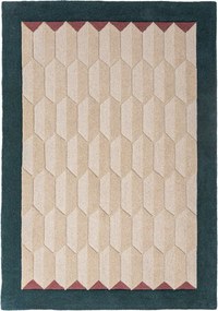 Ručně tkaný vlněný koberec v přírodní barvě/zelenomodrý 160x230 cm Apex Border Wool – Flair Rugs