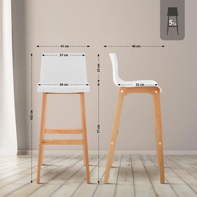 Barová židle Hoover přírodní konstrukce čtyřnohá konstrukce – bílá