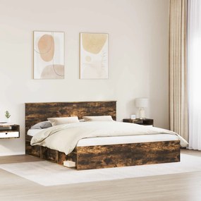 Rám postele Kouřový dub 180 x 200 cm Masivní borové dřevo 3410568