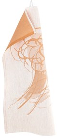 Lněná utěrka Muurain 46x70, bílo-oranžová