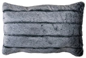 Šedý chlupatý polštář Tiara s proužky - 40*60*15cm