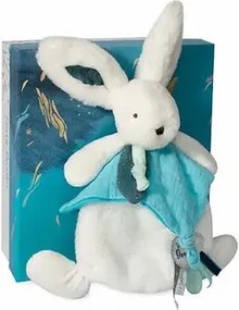 Doudou Dárková sada - Plyšový králíček s muchláčkem 25 cm modrá / od 0