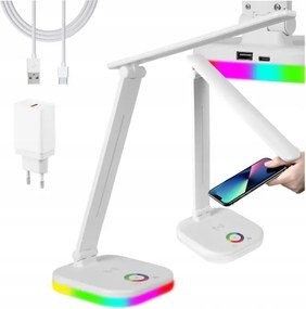 LED RGBW Stmívatelná stolní lampa s bezdrátovým nabíjením LED/7W/5V USB bílá