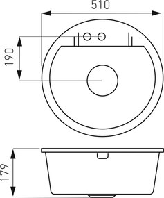 Novaservis Dřezy - Granitový dřez, průměr 510 mm, Grafitová lesklá, DRGM1/51HA