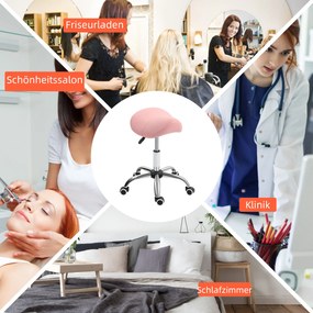 HOMCOM Výškově nastavitelná stolička 49-61 cm pracovní stolička 360° otočná stolička kancelářská stolička pro kancelář, salon, masáž, spa Růžová