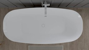 Erga Aspen, volně stojící vana 170x78 cm + odtoková zátka, bílá lesklá, ERG-ASPEN-170078-WH-WH