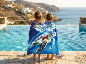 Rychleschnoucí XXL plážová osuška CHELONIA modrá 150 x 210 cm, 100% mikrovlákno
