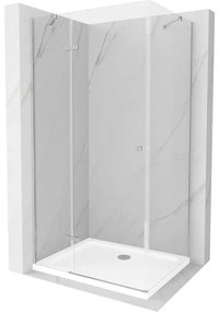 Mexen Roma sprchový kout s otočnými dveřmi 110 x 90 cm, Průhledné, Chromovaná + sprchová vanička Flat - 854-110-090-01-00-4010