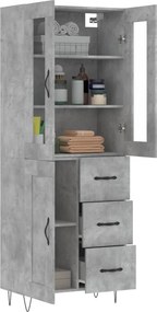 Skříň highboard betonově šedá 69,5x34x180 cm kompozitní dřevo 3198693