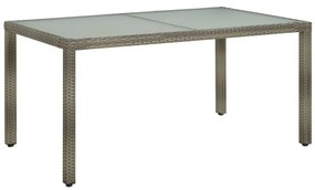 Zahradní stůl 150 x 90 x 75 cm tvrzené sklo a polyratan šedý 316707