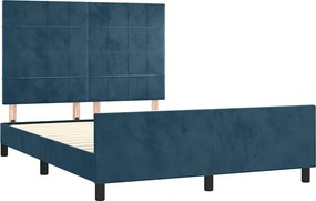 Rám postele bez matrace tmavě modrý 140x190 cm samet 3125755