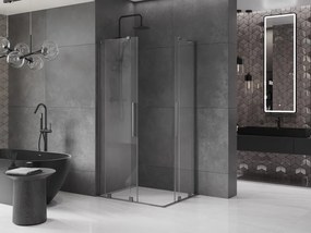 Mexen Velar L Duo, sprchový kout s posuvnými dveřmi 90 x 80 cm, 8mm čiré sklo, grafit broušený, 871-090-080-02-03-66