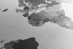 Obraz na korku detailní mapa světa v černobílém provedení