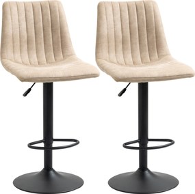 HOMCOM Sada barových stoliček 2 kusy s nastavitelnou výškou a opěrkou nohou, ocel a polyester, 47,5x57,5x95-116cm, Světle hnědá | Aosom