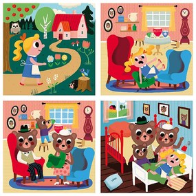 Vilac Dřevěné puzzle Zlatovláska 4 v 1
