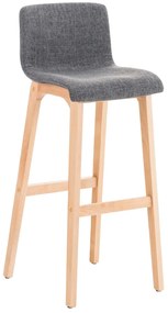 Barová židle Hoover ~ látka, dřevené nohy natur - Světle šedá