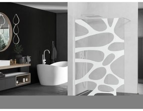 Mexen Kioto, Walk-In sprchová zástěna 70 x 200 cm, 8mm sklo čiré/bílý vzor, bílý profil, 800-070-101-20-97