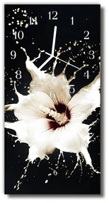 Skleněné hodiny vertikální Květiny Bílý květ