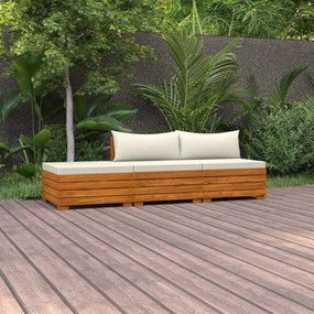 vidaXL 3dílná zahradní sedací souprava s poduškami masivní akácie [3087329] Barva: krémová