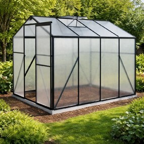 Skleník se základnou BestBerg BBGH-806B / 4,8 m² / 252 × 190 × 194 cm / černá