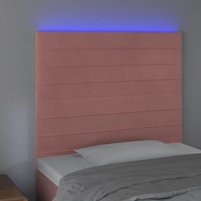 Čelo postele s LED růžové 100x5x118/128 cm samet 3122611