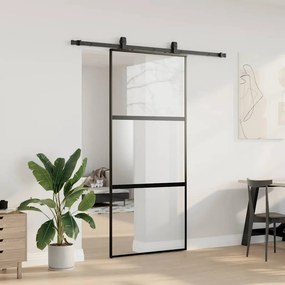 Posuvné dveře se sadou kování černé 90x205 cm Tvrzené sklo 3375818