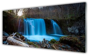 Plexisklo-obraz Slunce Vodopád Příroda 125x50 cm