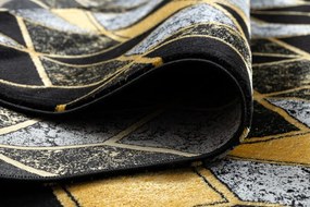 Dywany Łuszczów, Kusový koberec Gloss 400B 86 3D geometric black/gold, 140x190, černá, kancelář