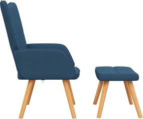 Relaxační křeslo se stoličkou modré textil 327934