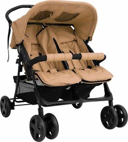 vidaXL Kočárek pro dvojčata ocel [10345] Barva: taupe