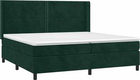 Box spring postel s matrací tmavě zelená 200x200 cm samet 3132642