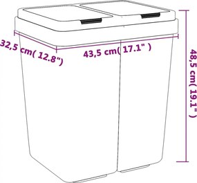 Dvojitý odpadkový koš bílý 2 x 25 l 154981