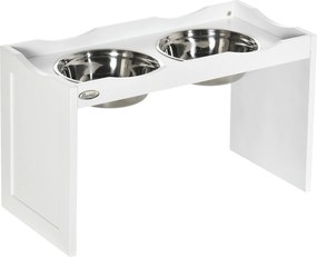 PawHut Vyvýšená miska pro psy 2 x 2L vyjímatelná nerezová miska pro velké psy s vyvýšeným okrajem Bílá | Aosom.co.uk