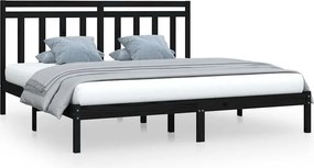 Rám postele černý masivní dřevo 200 x 200 cm 3105274