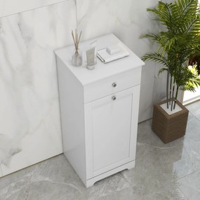 HOMCOM Koupelnová skříňka s skládacím košem na prádlo, úložná skříňka se šuplíkem - 40D x 40Š x 90,5V cm - Bílá
