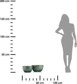 PLASTOVÝ KVĚTINÁČ STRIPPED ECO SADA 2KS 16X30 CM+15X24 CM ZELENÁ
