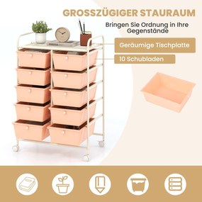 Costway Vozík s 10 stohovatelnými zásuvkami, zásuvkový vozík