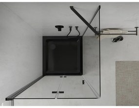 Mexen Lima, sprchový kout se skládacími dveřmi 80 (dveře) x 80 (stěna) cm, 6mm čiré sklo, černý profil + slim sprchová vanička černá s černým sifonem, 856-080-080-70-00-4070B