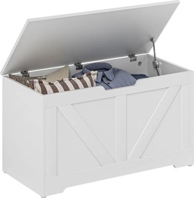 HOMCOM Úložný box do ložnice 100 L Skladovací lavice s bezpečnostním víkem pro předsíň a obývací pokoj 80x40x45 cm Bílá