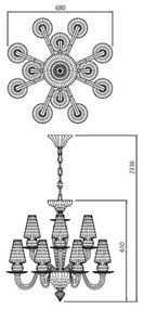 Redo IID C12 51 - Lustr na řetězu IDILLIO 12xG9/48W/230V
