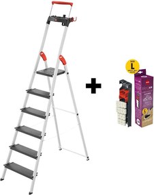 Hliníkové schůdky Hailo L100 Topline, 5+1 příčka, nosnost 150 kg, 8050-607