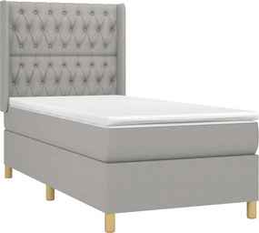 Box spring postel s matrací a LED světle šedá 100x200 cm textil 3139093