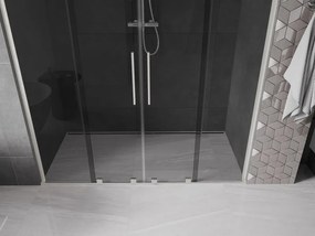 Mexen Velar L Duo, posuvné sprchové dveře do otvoru 170 cm, 8mm šedé sklo, broušená ocel, 871-170-003-42-97