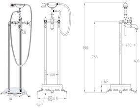 vidaXL Marketos Volně stojící vanová baterie nerezová ocel 99,5 cm stříbrná