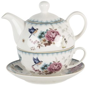 Tea for one s motivem květin a ptáčka Pivoine - 0,46L