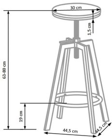 Barová židle MINA – MDF, ocel, hnědá Halmar