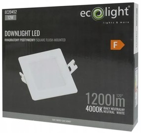 ECOLIGHT LED stropní svítidlo zapuštěné 12W 1200lm 4000K čtvercové