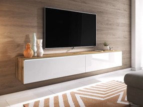 TV stolek Lancome 180, dub wotan/bílý lesk s LED osvětlením
